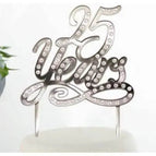 25th Anniversary Silver Cake Topper for Timeless Celebrations – Party Expo